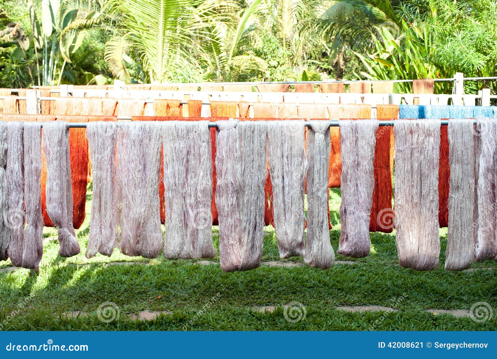 Drying Silk in Traditional Textile Production Factory Stock Image ...