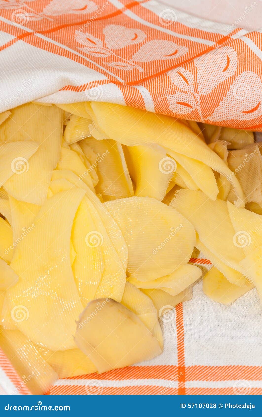 Drying Sliced Potato Chips on the Kitchen Towel Stock Photo - Image of ...