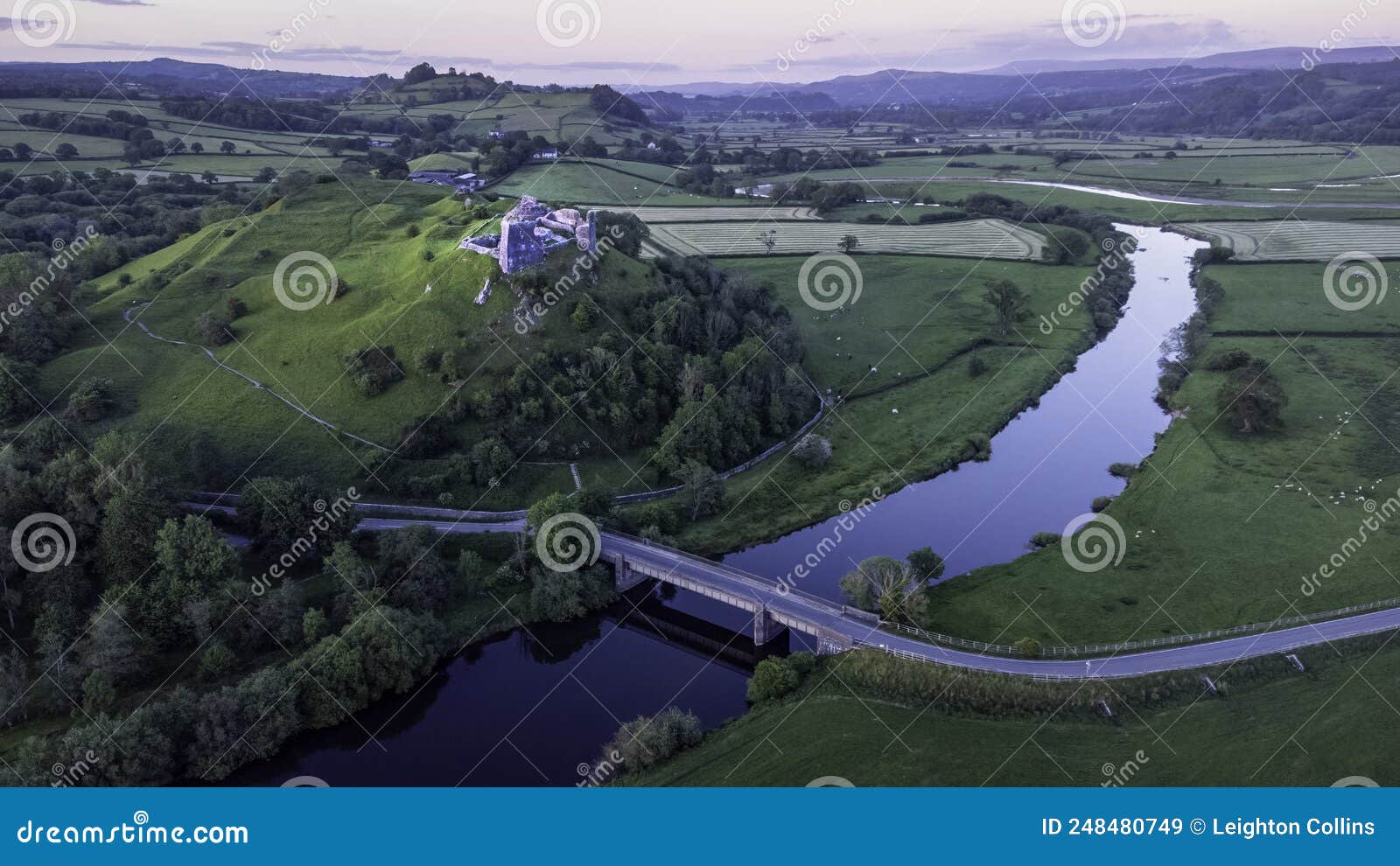Dryslwyn Castle and the River Towy Stock Image - Image of south ...