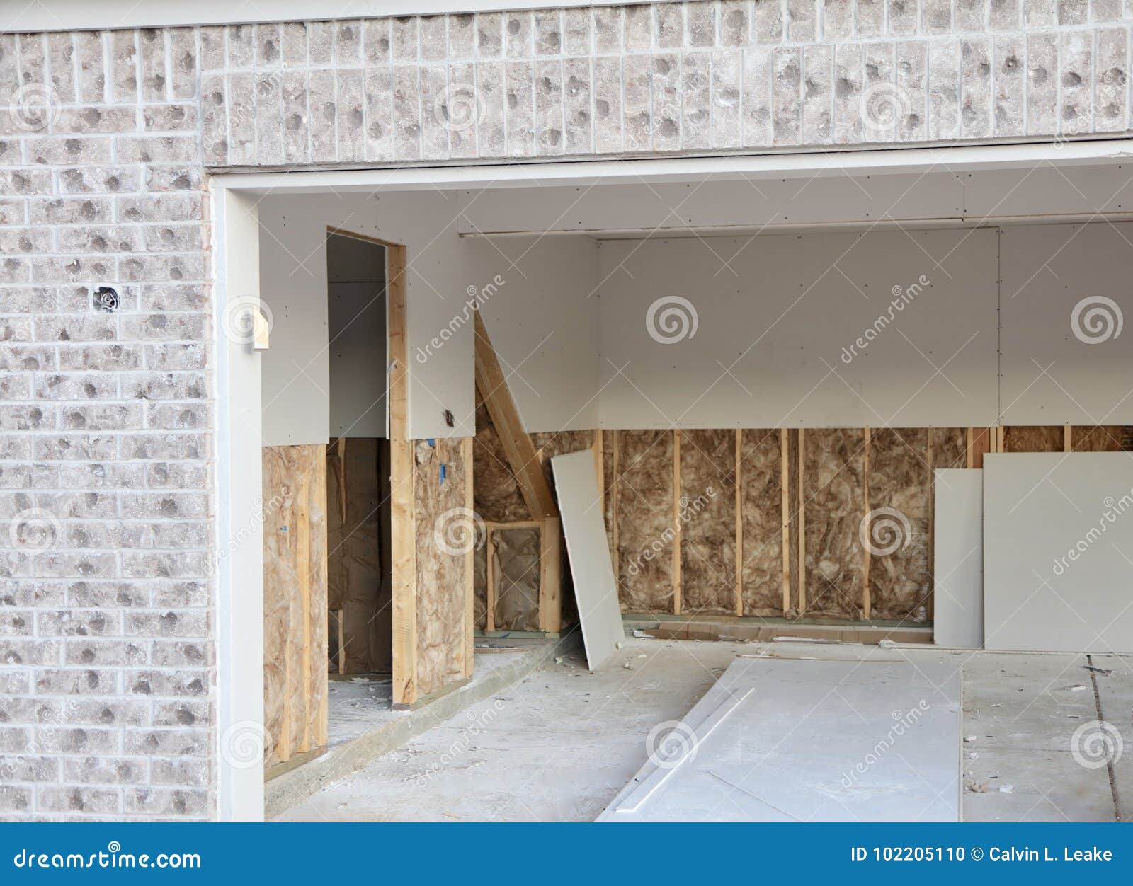 Drywall, Brick and Mortar Construction Stock Photo - Image of doors ...