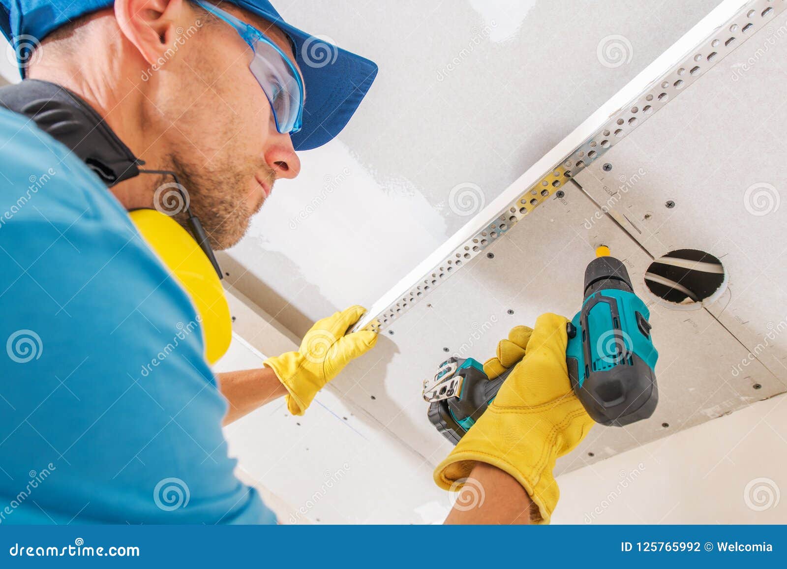 Drywall On The Ceiling With Signs Of Water And Moisture Damage, Showing ...