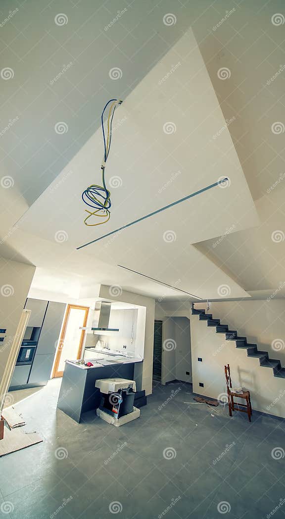 Drywall Ceiling Under Construction, Ready for Led Strips Illumination ...