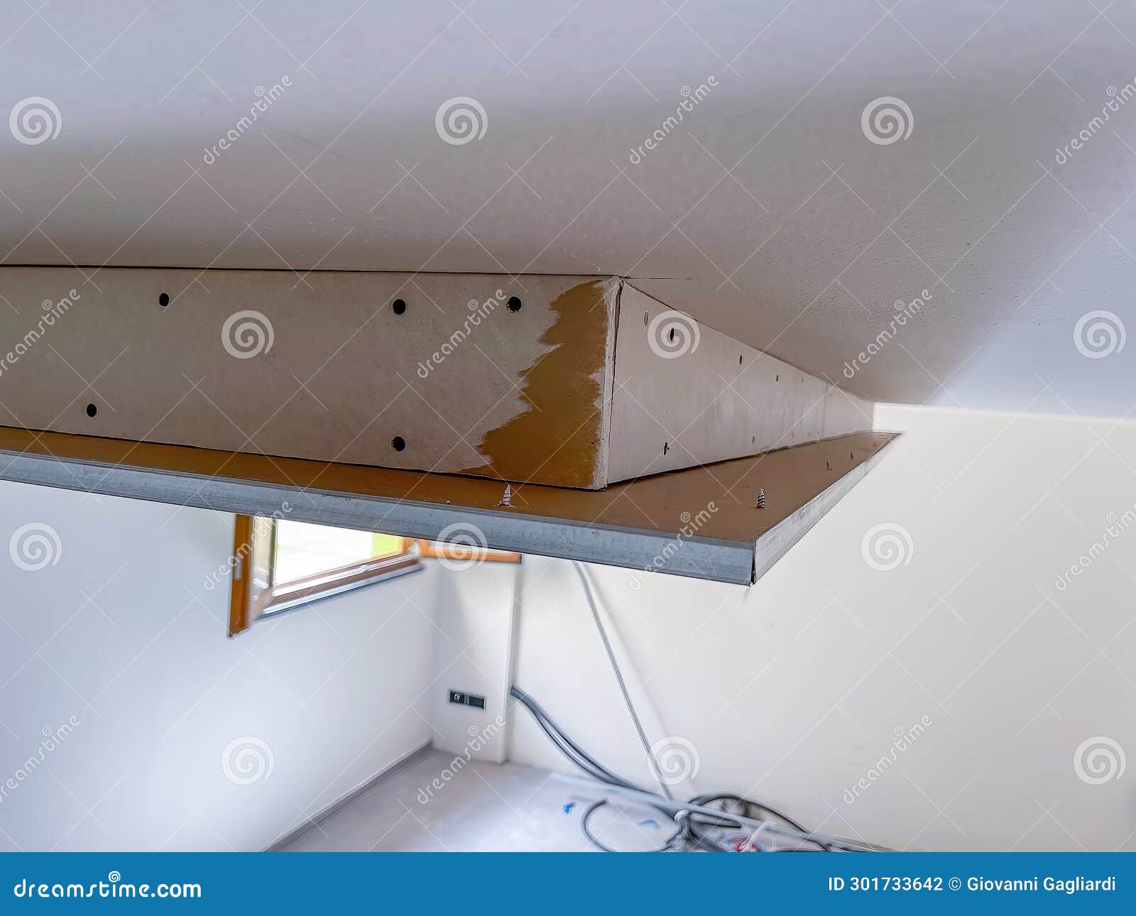 Drywall Ceiling Under Construction, Ready for Led Strips Illumination ...