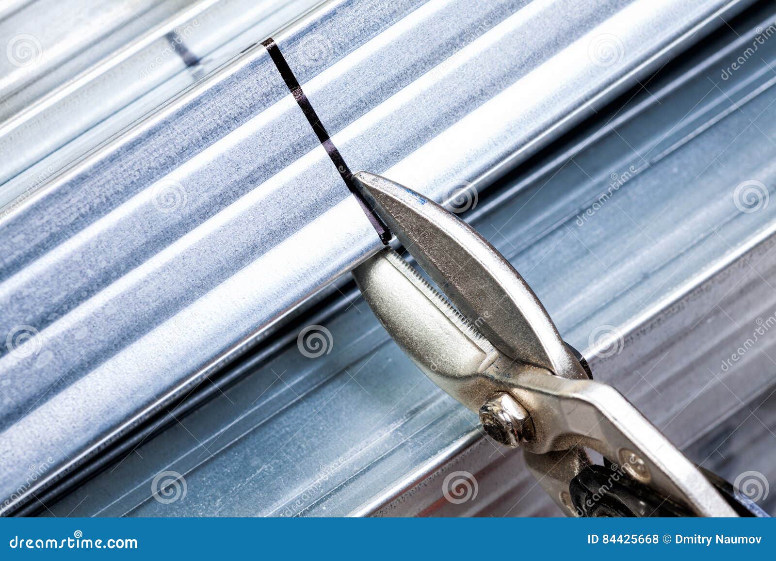Drywall Frame Steel Stud Cutting with Snips Stock Photo - Image of ...
