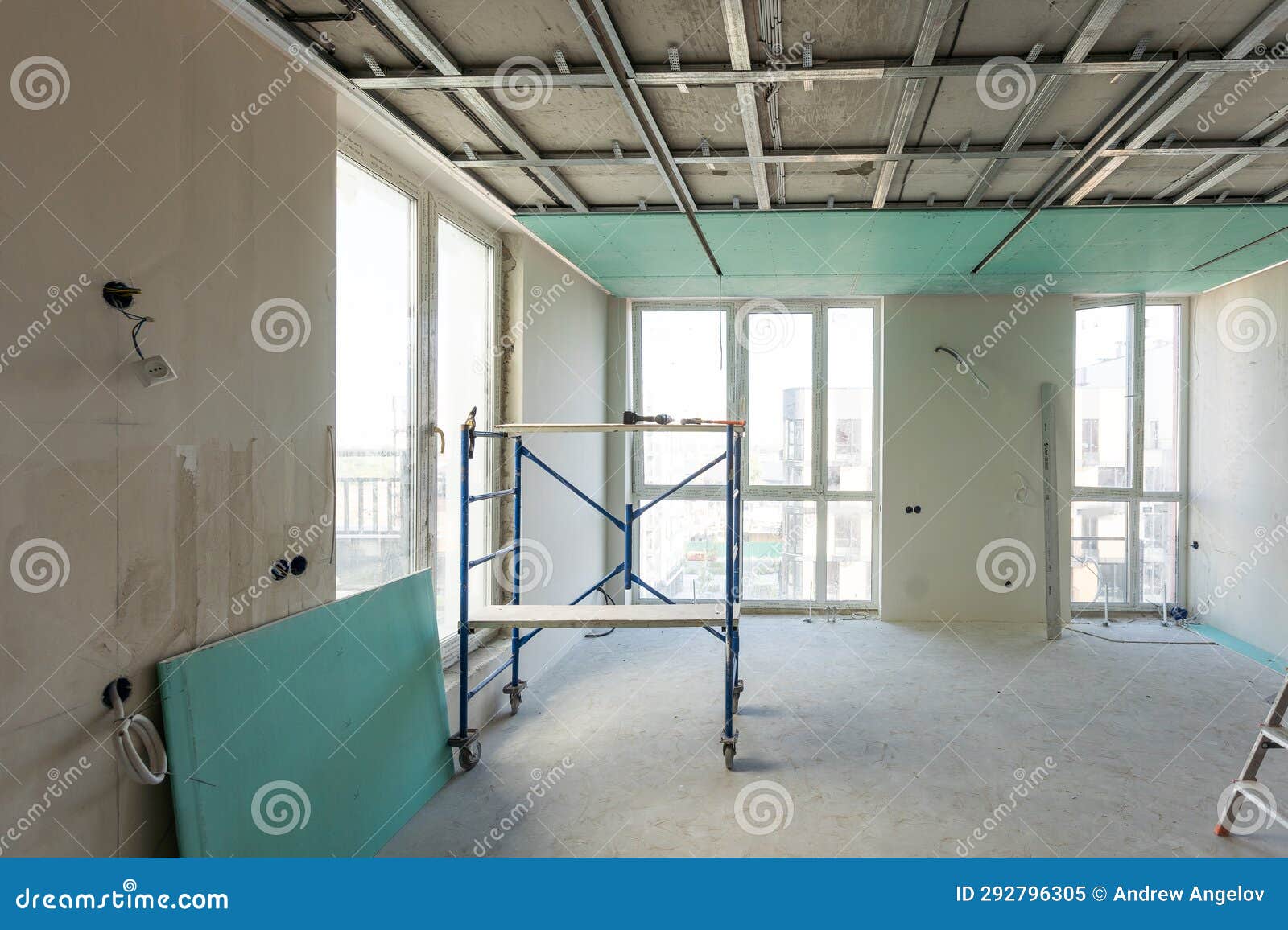 Drywall Installation Work in Progress by Construction Workers at ...