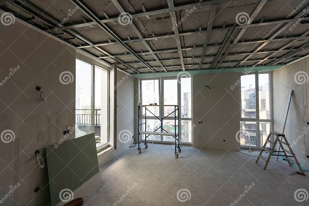 Drywall Installation Work in Progress by Construction Workers at ...