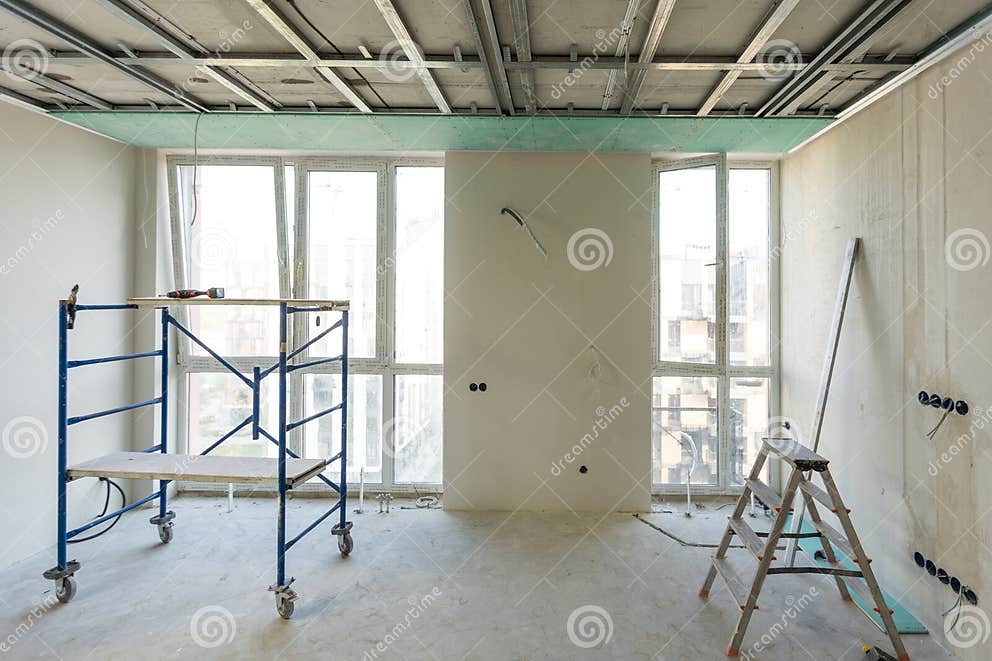 Drywall Installation Work in Progress by Construction Workers at ...