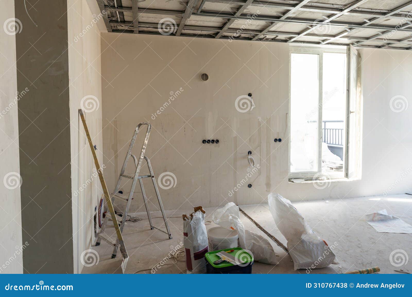 Drywall Installation Work in Progress by Construction Workers at ...