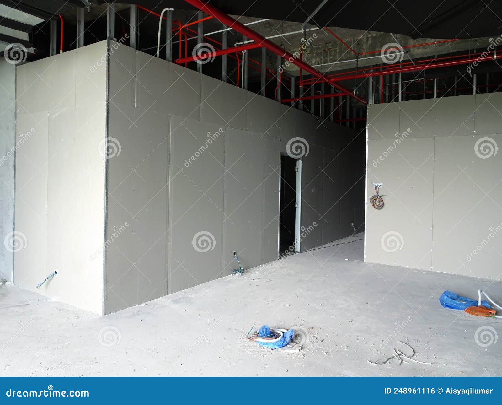 Drywall Installation Work in Progress by Construction Workers at the ...