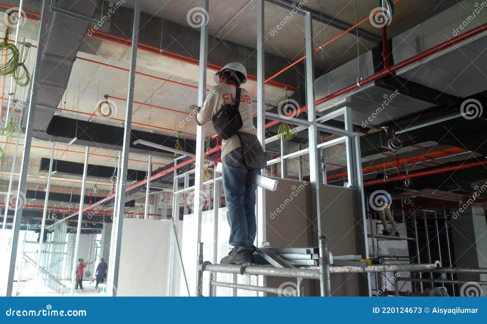 Drywall Installation Work in Progress by Construction Workers at the ...