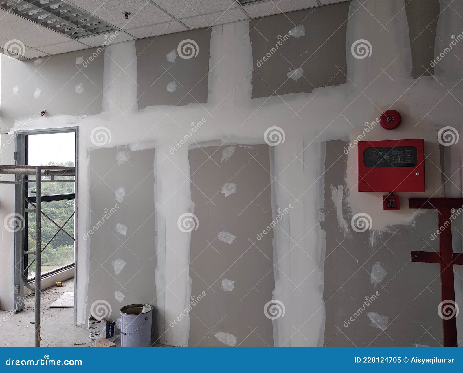Drywall Installation Work In Progress By Construction Workers At The ...