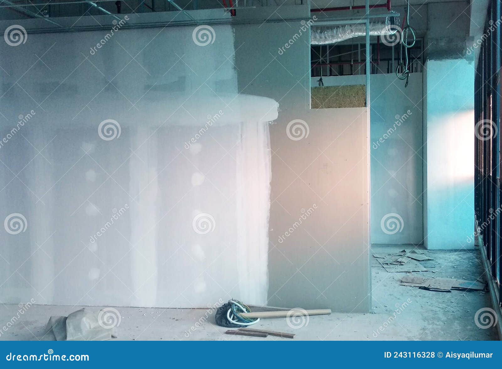 Drywall Installation Work in Progress by Construction Workers at the ...