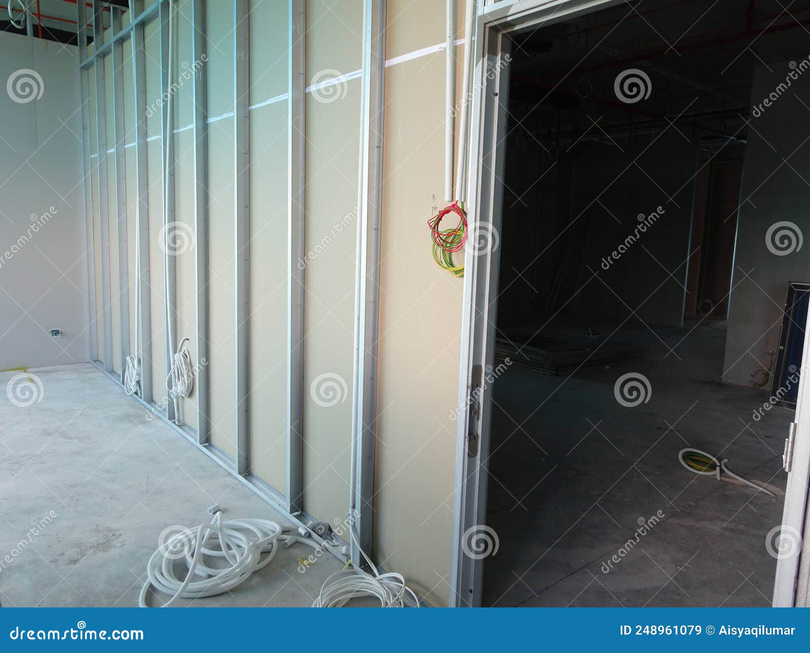 Drywall Installation Work in Progress by Construction Workers at the ...