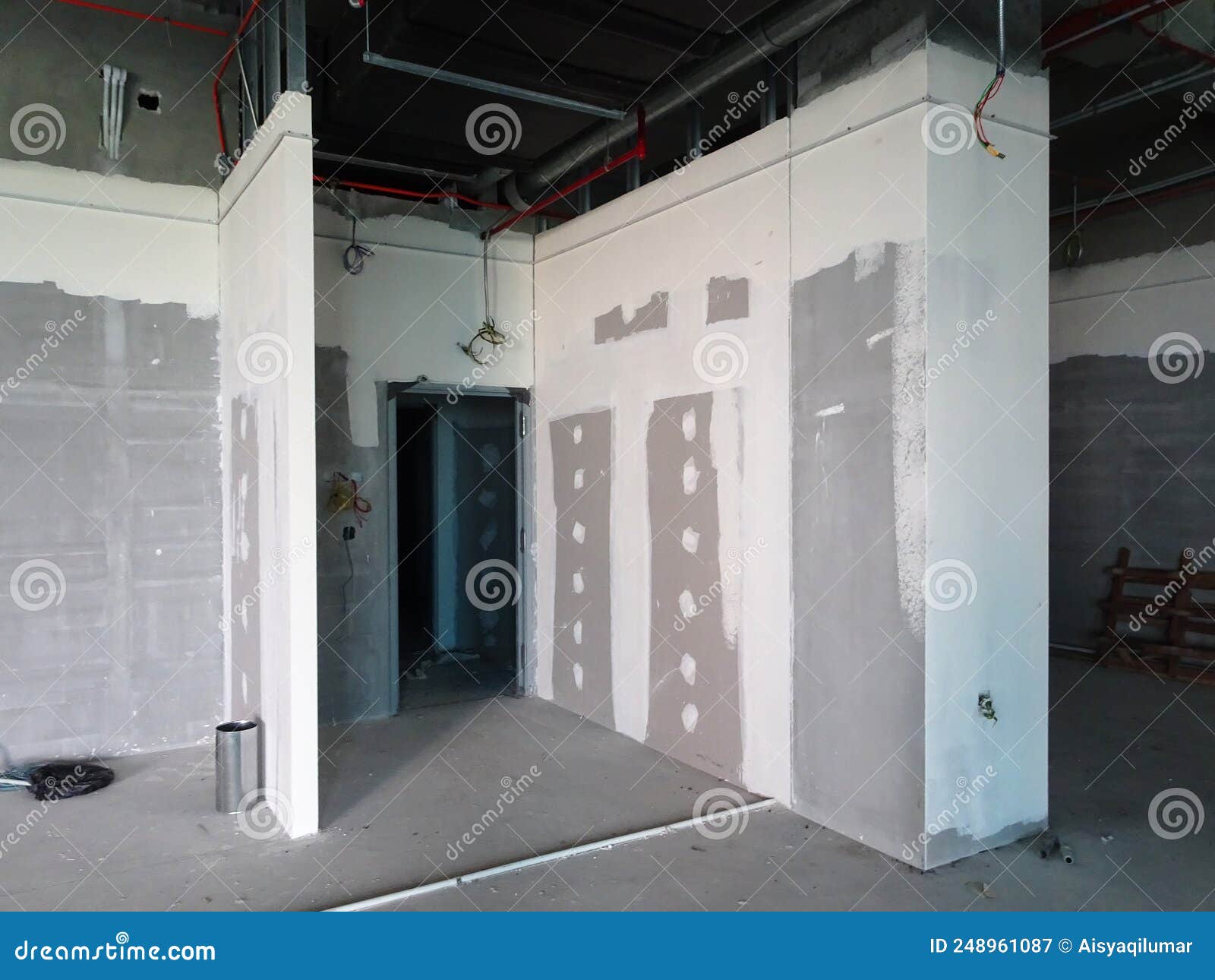 Drywall Installation Work in Progress by Construction Workers at the ...