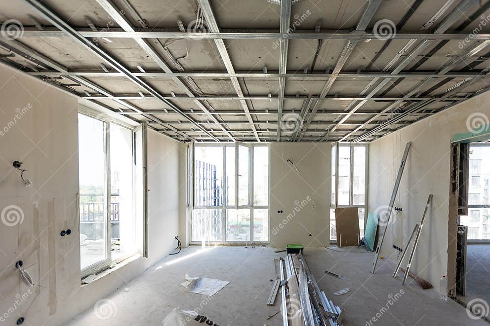 Drywall Installation Work in Progress by Construction Workers at ...