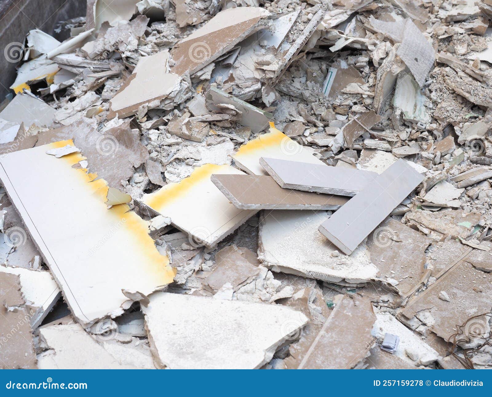 Drywall Rubble Debris from Building Demolition Stock Photo - Image of ...