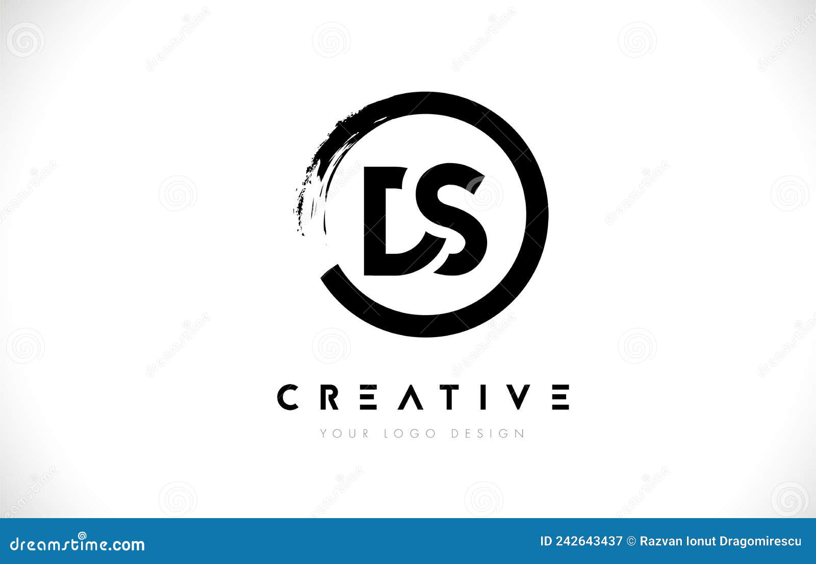 DS Letter Logo with Circle Brush Design and White Background Stock ...