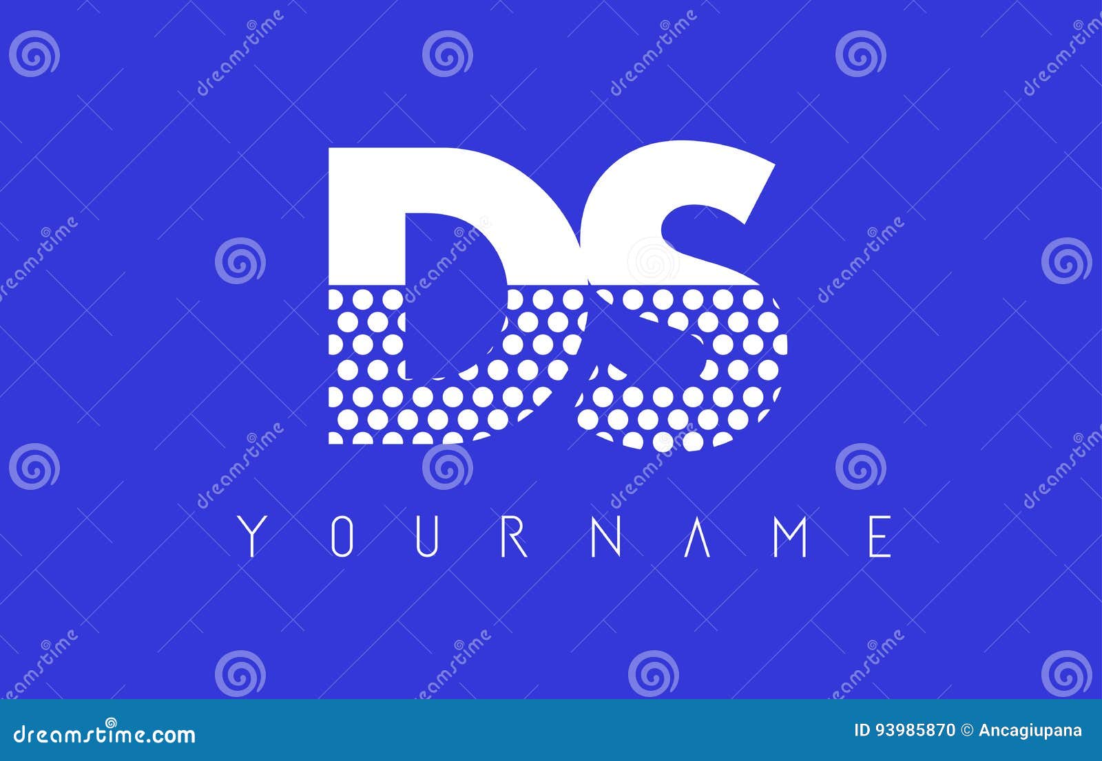DS D S Dotted Letter Logo Design with Blue Background. Stock Vector ...