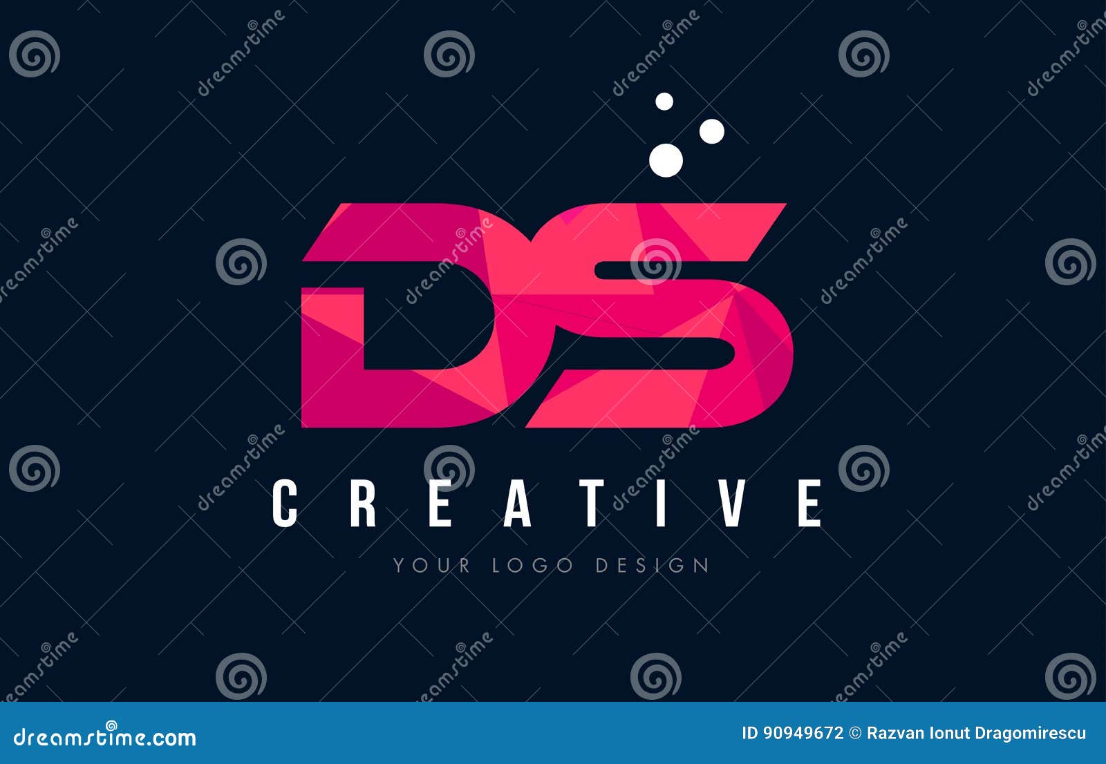 DS D S Letter Logo with Purple Low Poly Pink Triangles Concept Stock ...