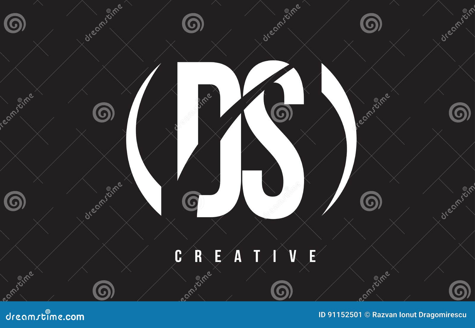DS D S White Letter Logo Design with Black Background. Stock Vector ...