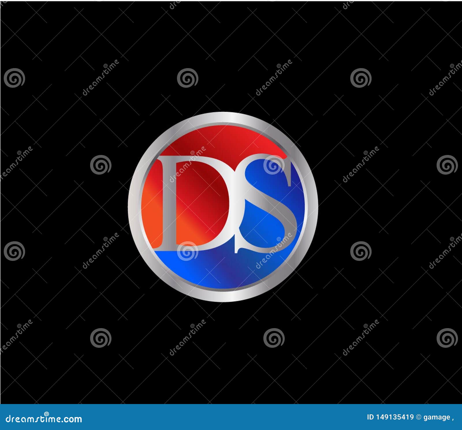 DS Initial Circle Shape Red Blue Silver Color Later Logo Design Stock ...
