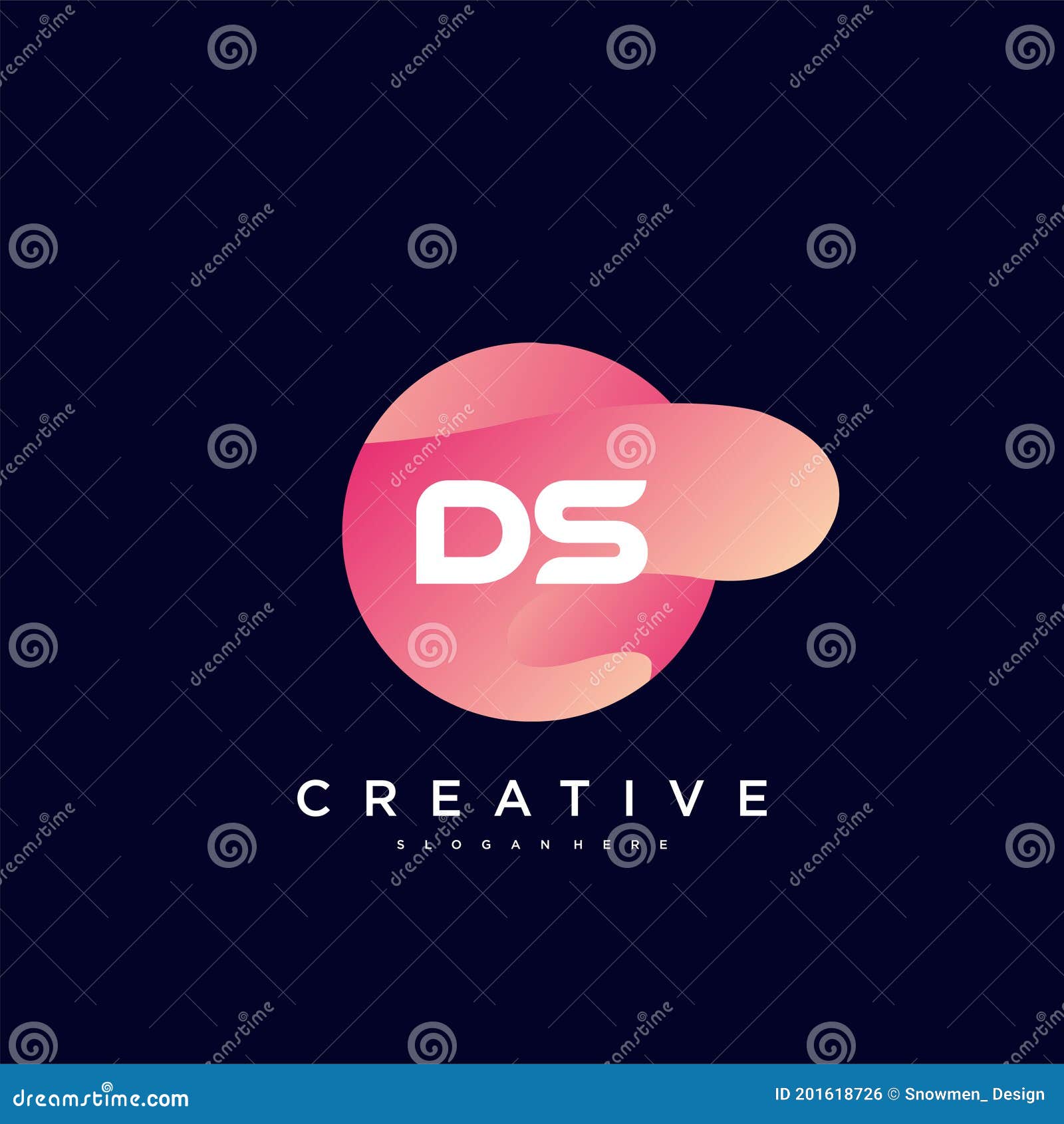 DS Initial Letter Logo Icon Design Template Elements with Wave Colorful ...