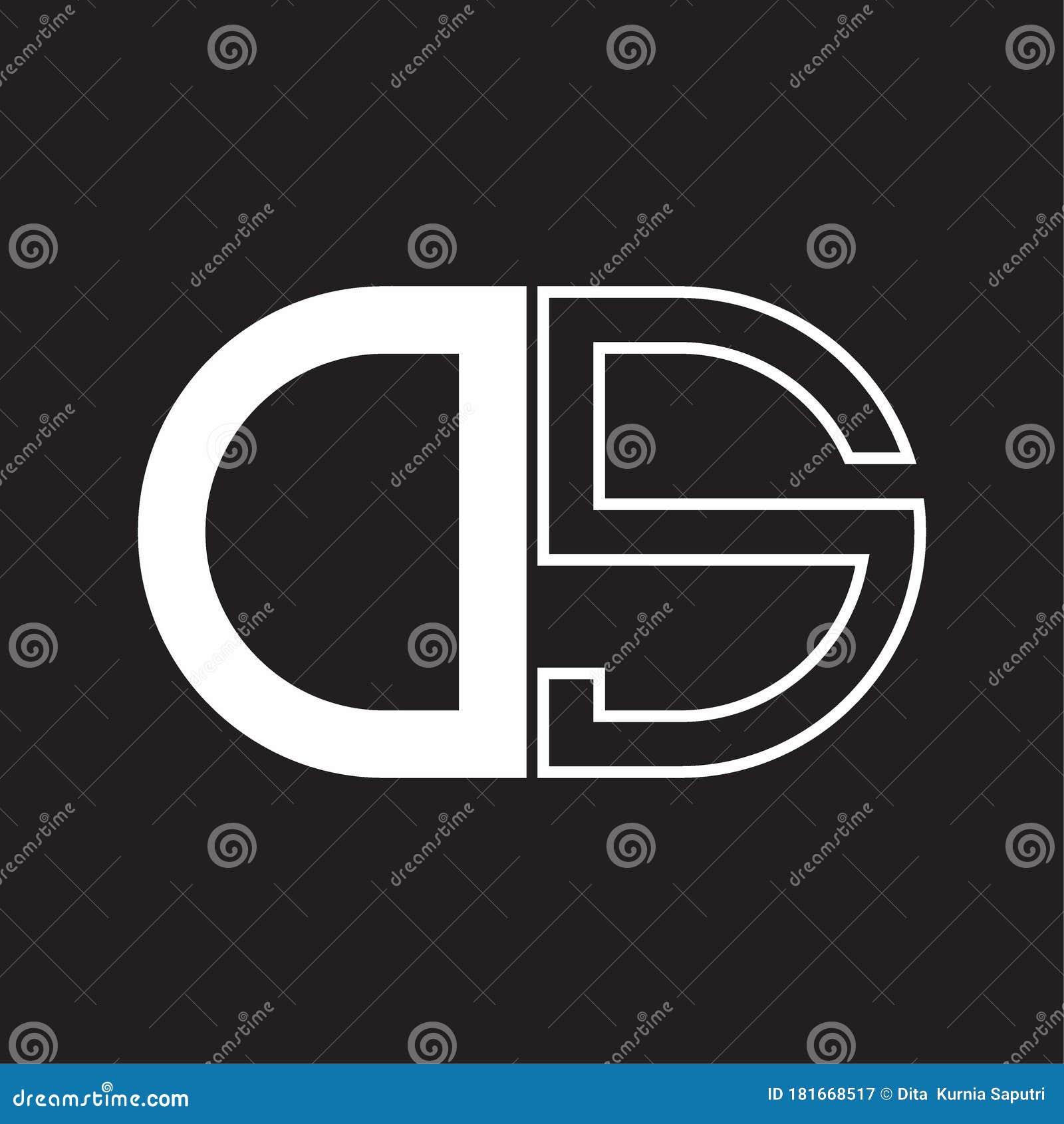 DS Letter Logo Monogram with Oval Shape Negative Space Design Template ...