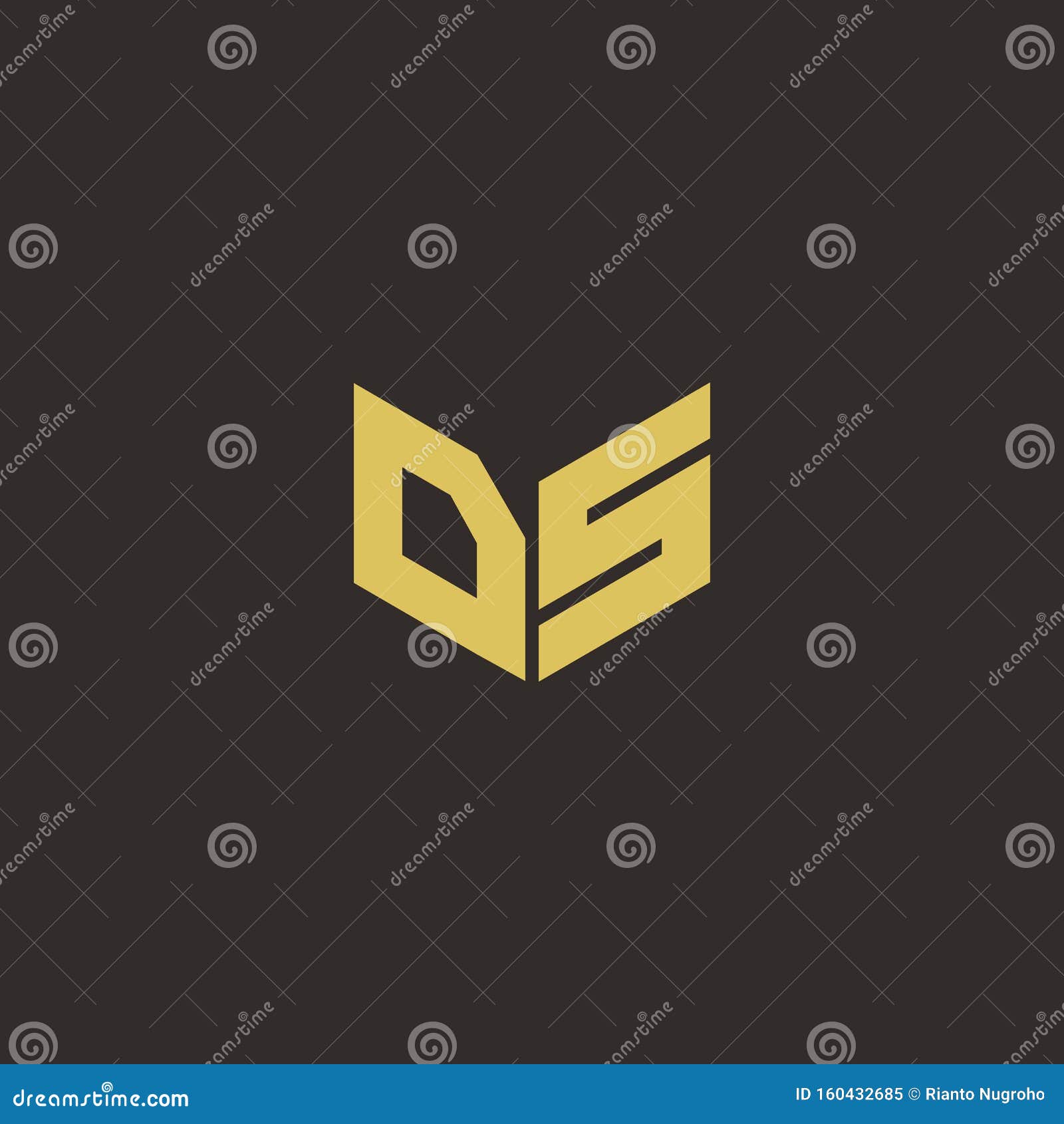 DS Logo Letter Initial Logo Designs Template with Gold and Black ...