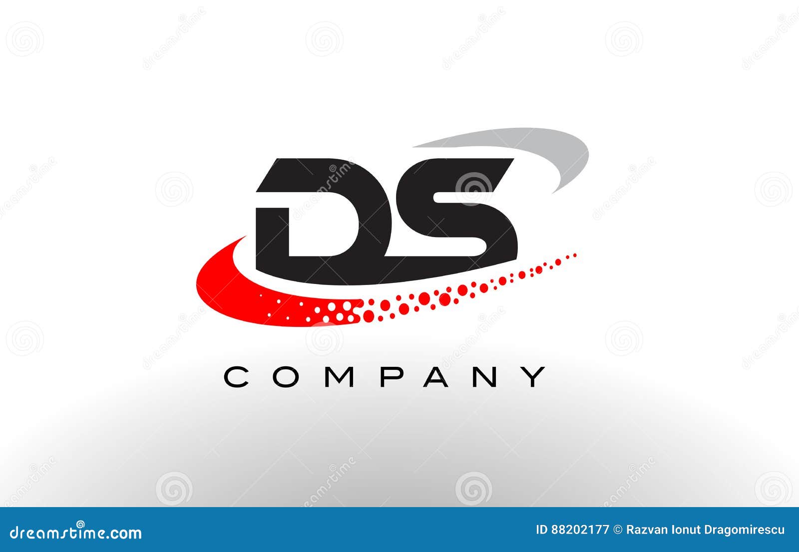 DS Modern Letter Logo Design with Red Dotted Swoosh Stock Vector ...