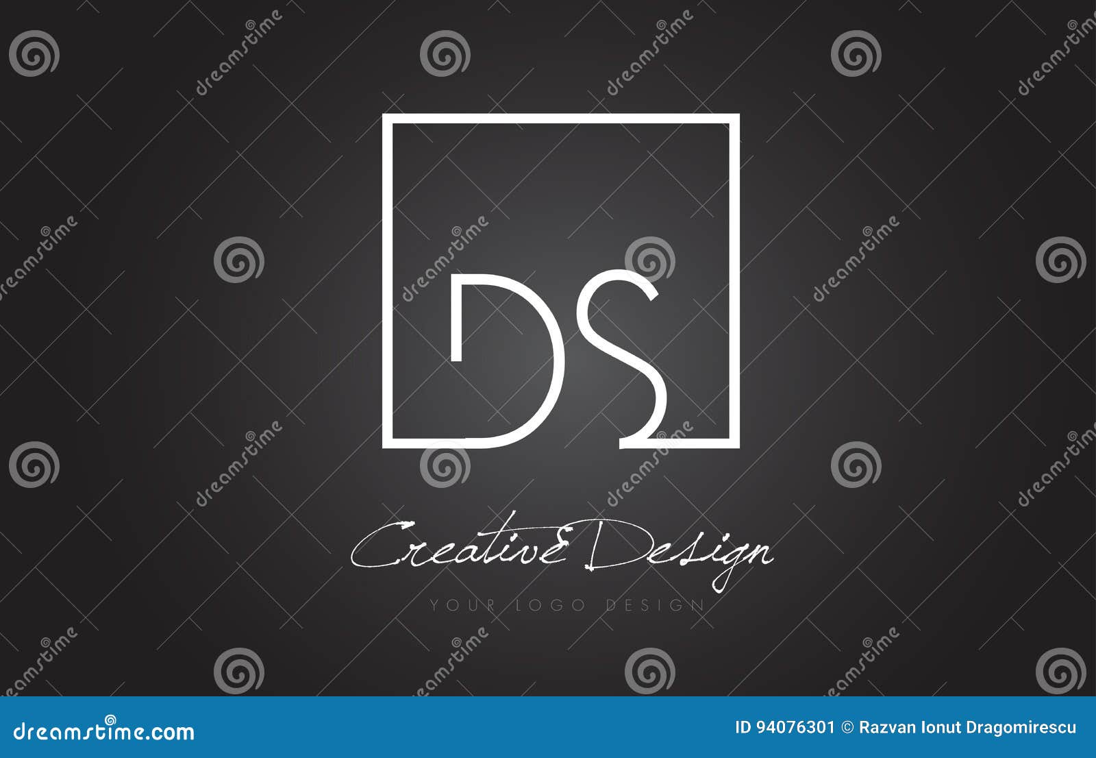 DS Square Frame Letter Logo Design with Black and White Colors. Stock ...