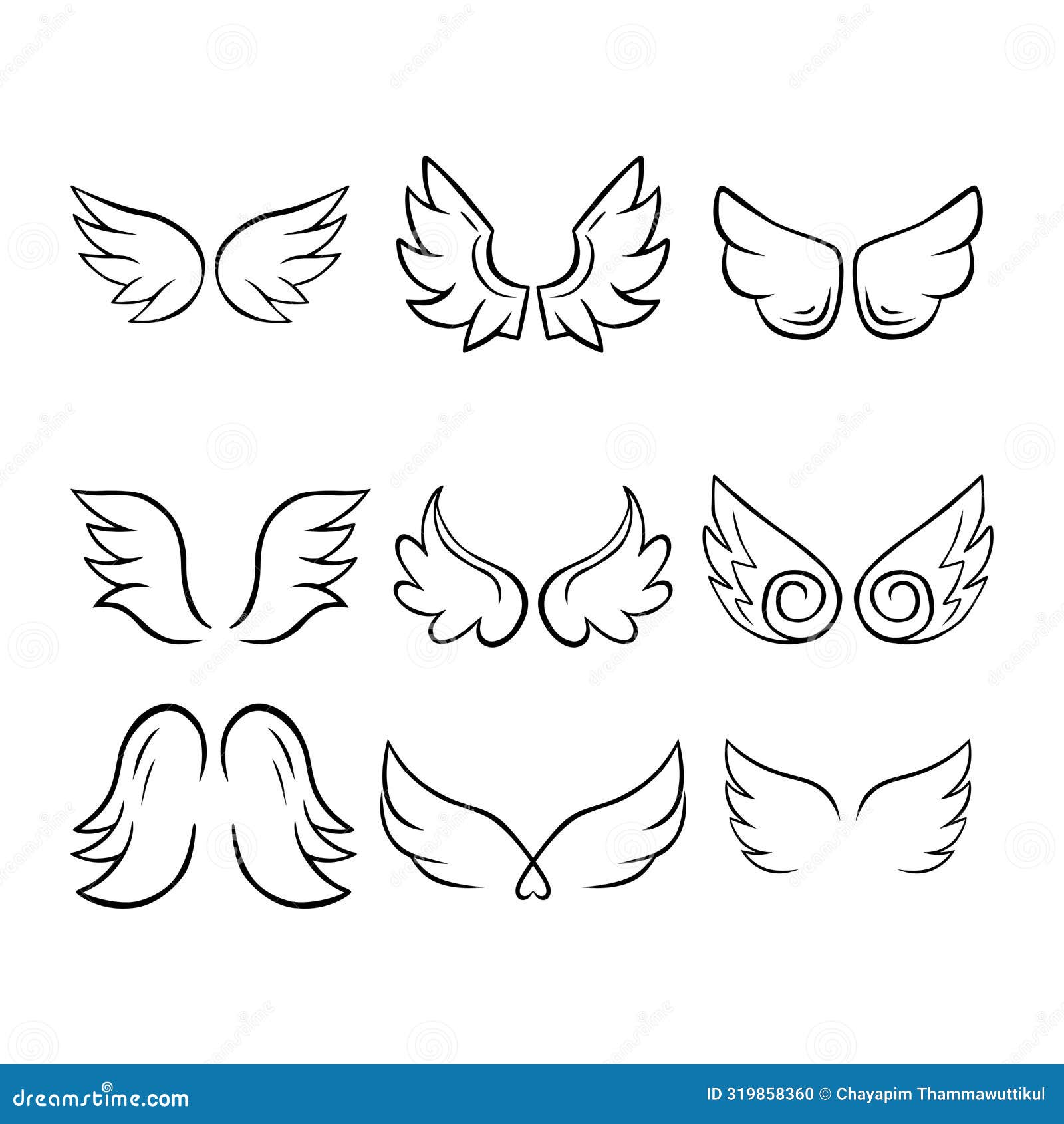 DS128 Wings V1 stock vector. Illustration of drawing - 319858360