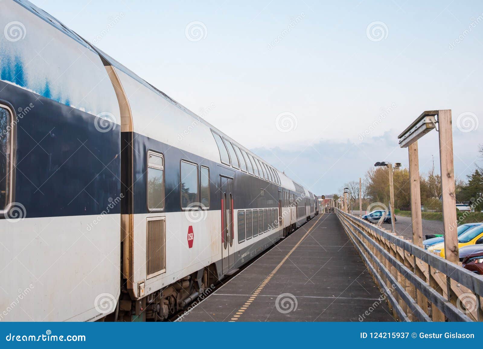 DSB Double Decker Train at the Temporary Orehoved Train Station ...