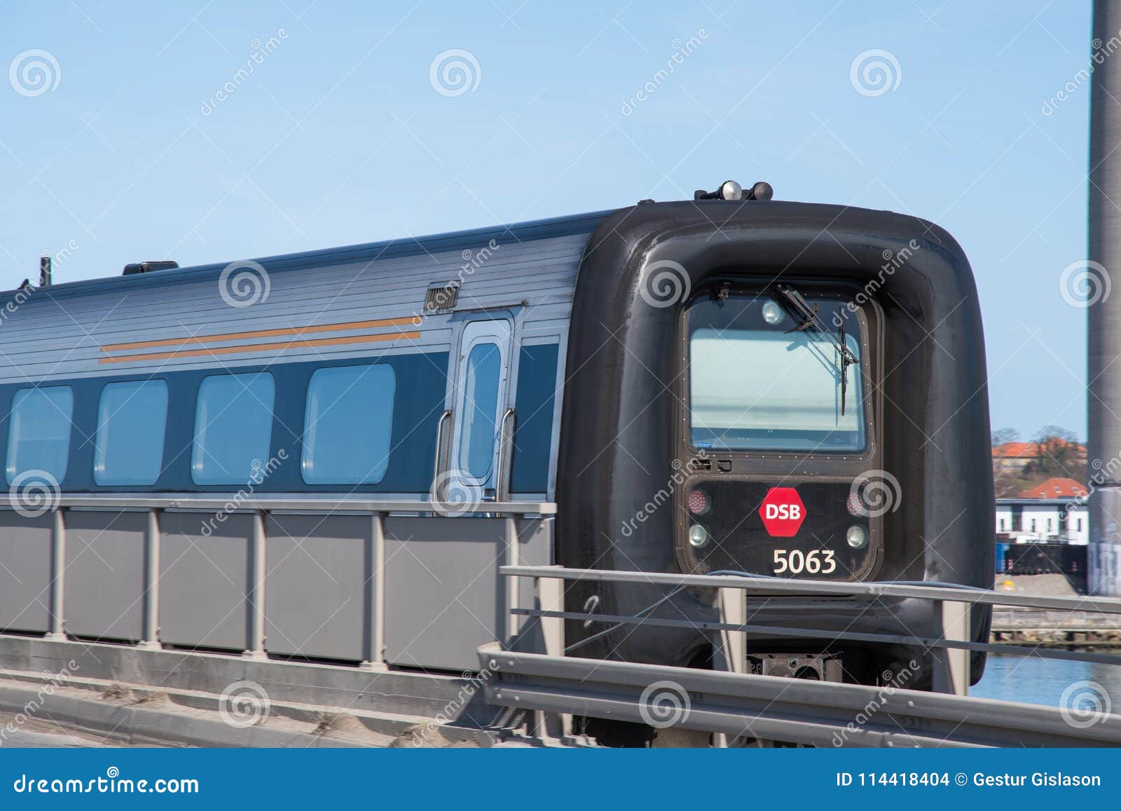 A DSB IC3 Train Passing the Masnedsund Bridge in Denmark Editorial ...