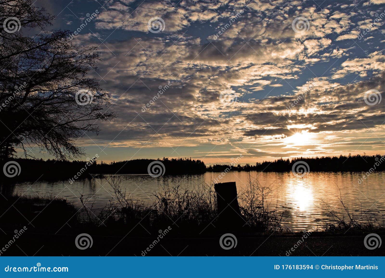 Lakeside Sunset stock photo. Image of cloud, lake, lakeside - 176183594