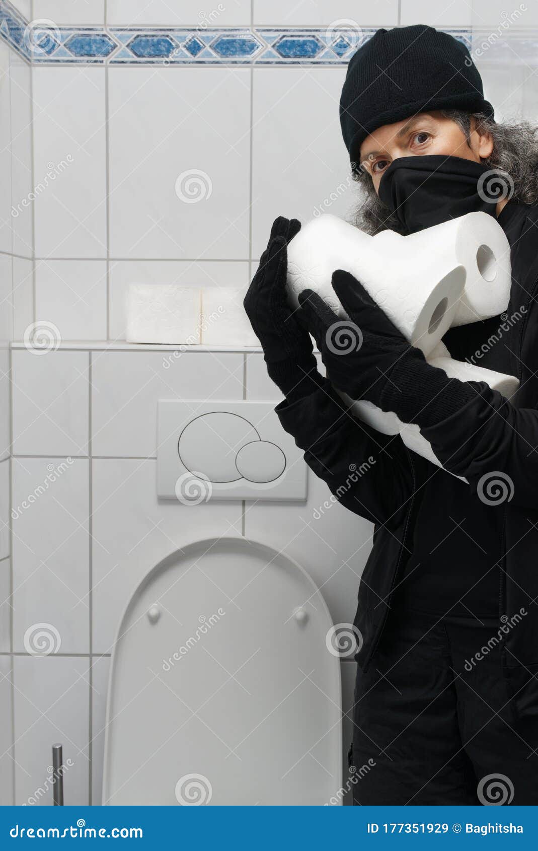 Thief Stealing Valuable Toilet Paper during Coronavirus Stock Image ...