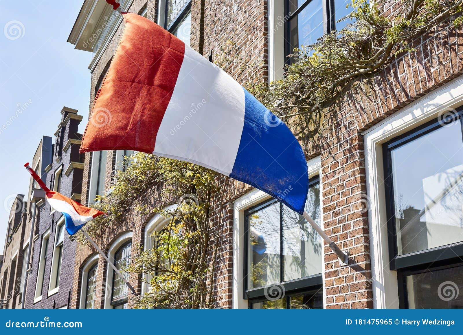 Dutch Flags on the Facade of a House Stock Image - Image of holiday ...