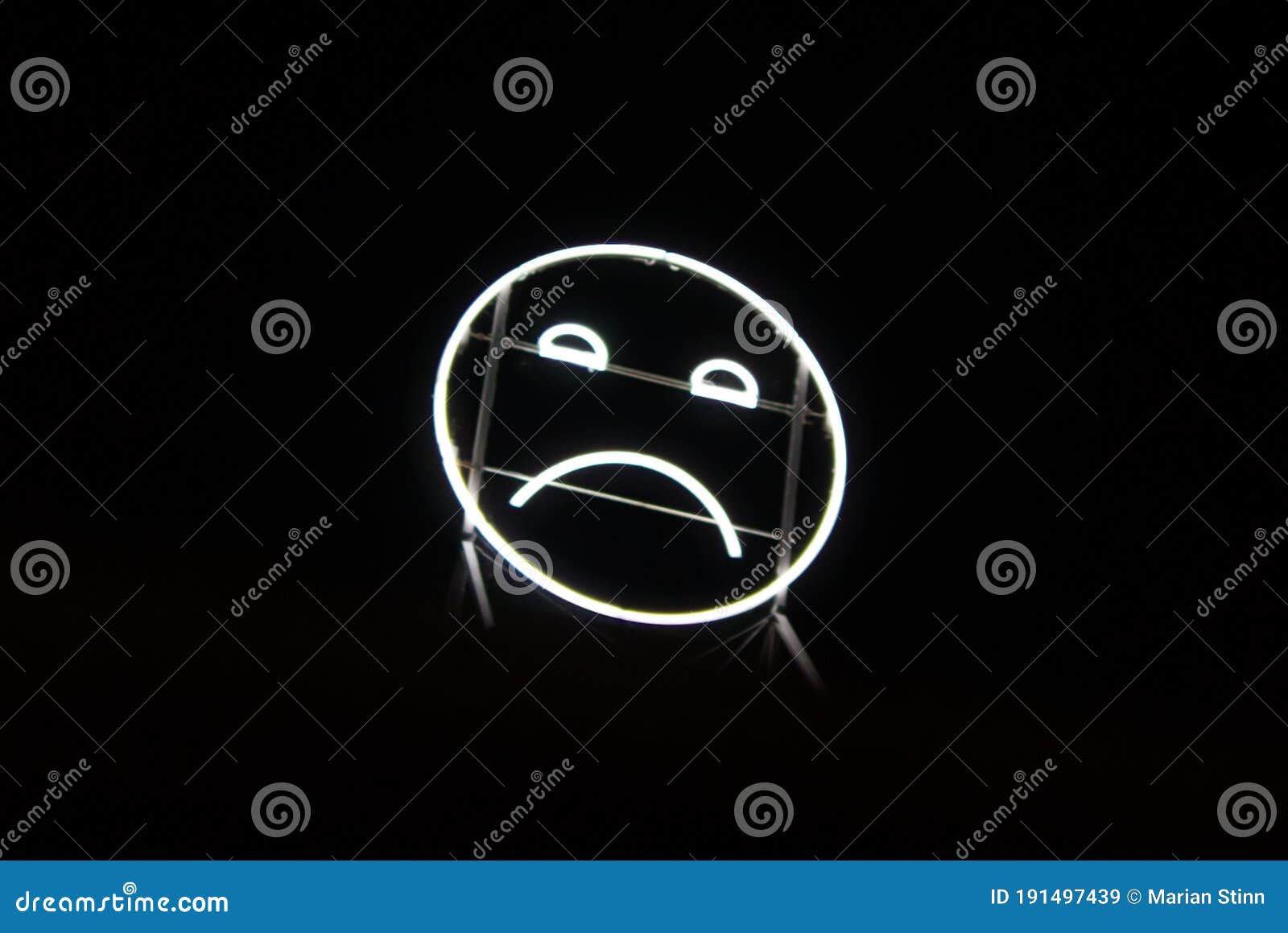 Sad Neon Light Smiley at Night Stock Image - Image of night, neon ...