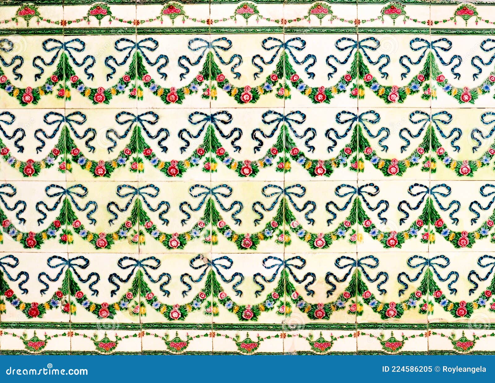 Green Floral Peranakan Tile Mosaic Stock Image - Image of facade ...