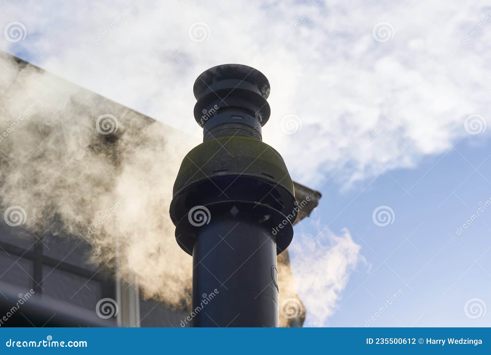 Chimney with Smoke from Natural Gas Heating Stock Photo - Image of ...