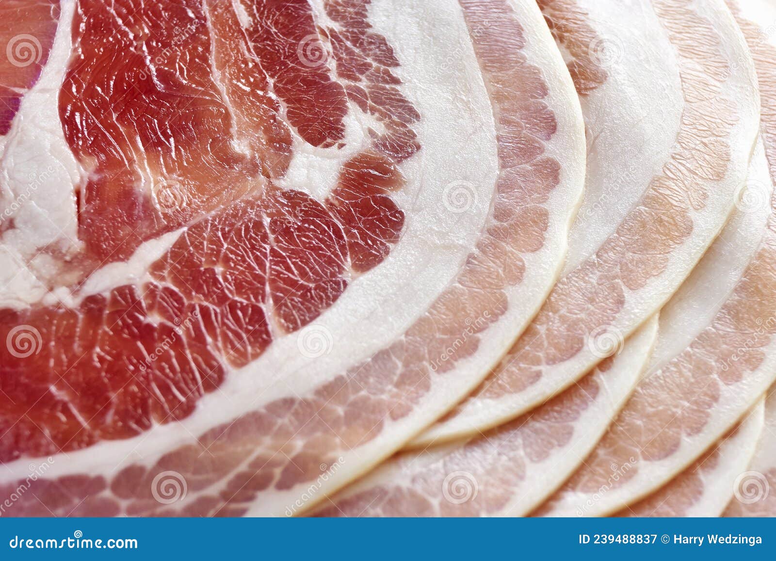 Closeup of Raw Round Sliced Bacon Stock Image - Image of macro, fillet ...