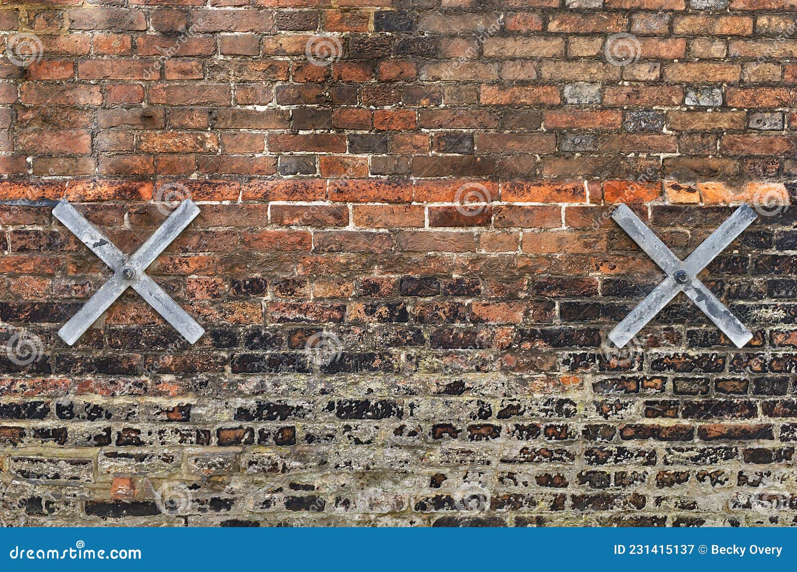 Cross-shaped Wall Ties on a Red Brick Wall Stock Image - Image of ...
