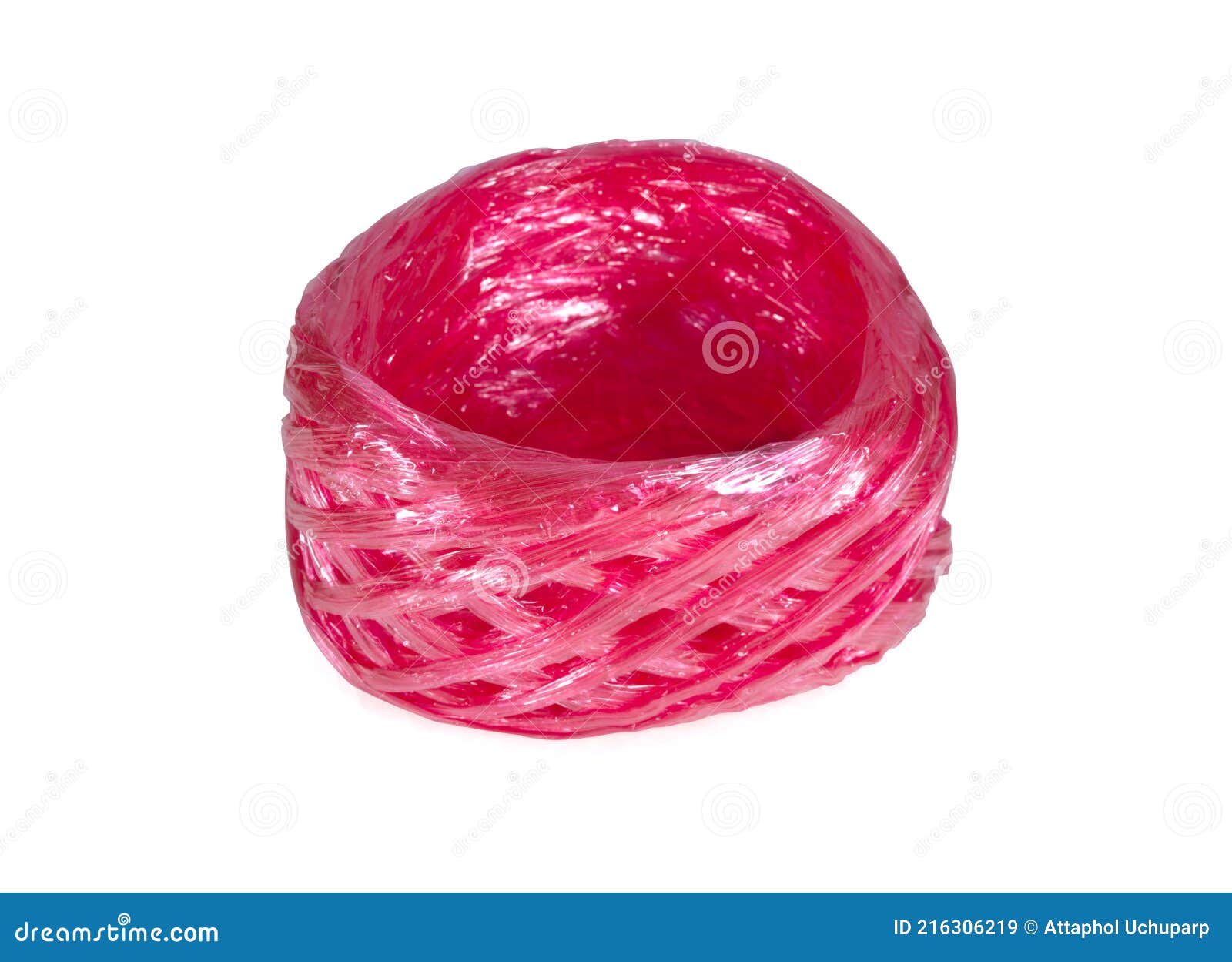 Red Roll Straw Rope Isolated on White Background Stock Image - Image of ...