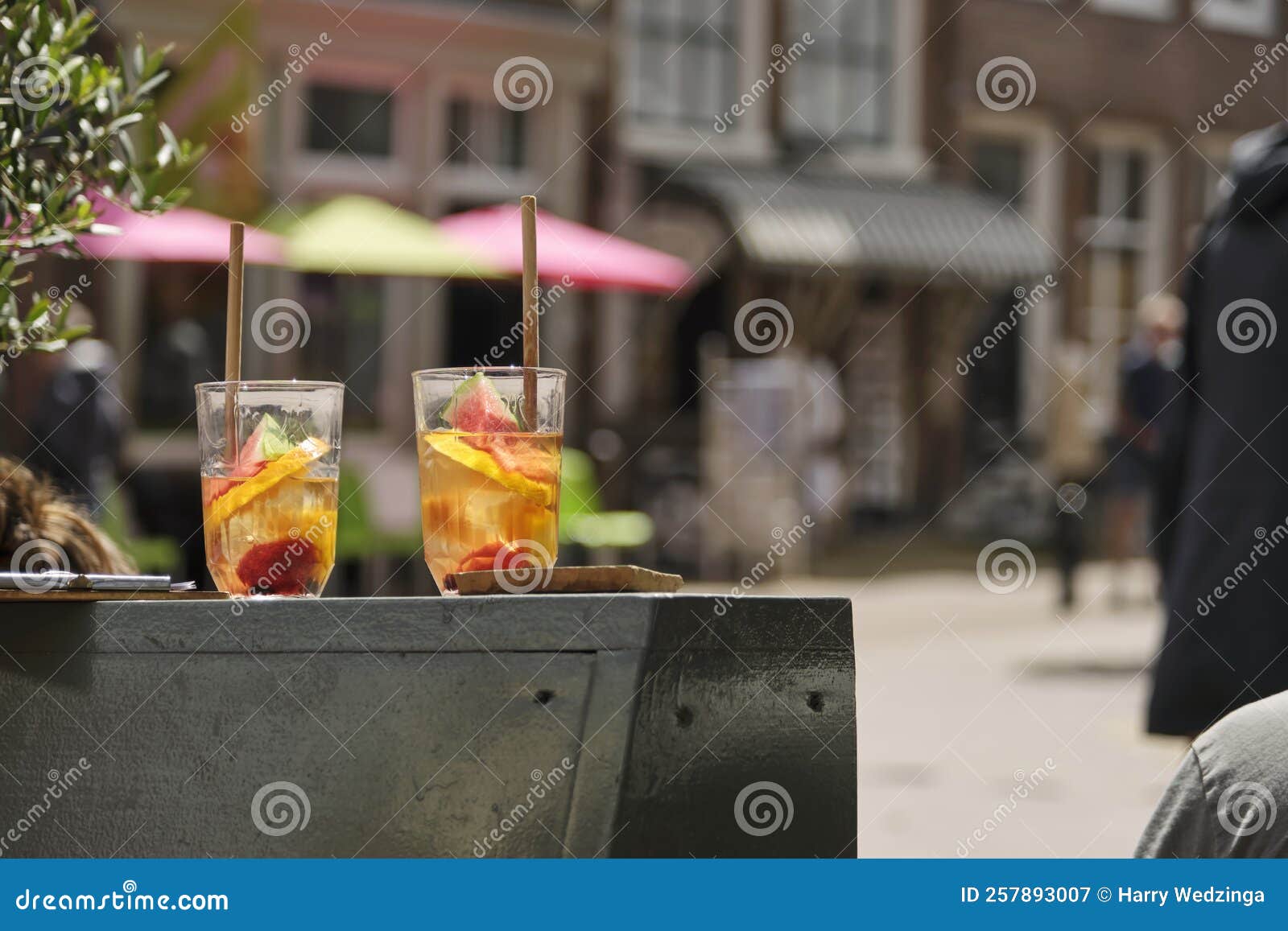 Two Summer Drinks with Fresh Fruit on a Terrace Stock Image - Image of ...