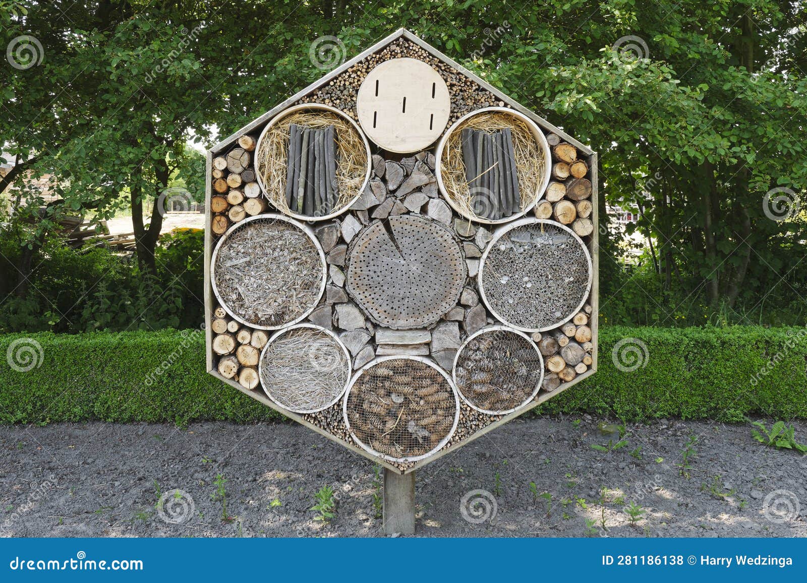 Large Insect Hotel in the Shape of a Hexagon Stock Photo - Image of ...