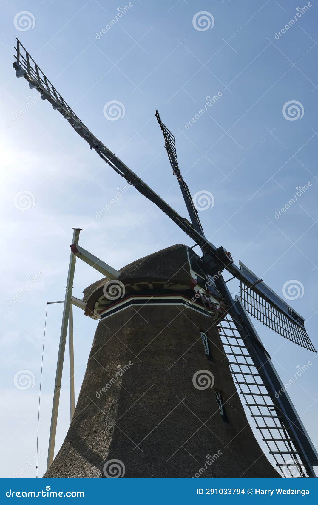 Closeup of the Four Wings of a Traditional Dutch Windmill in Hantum ...