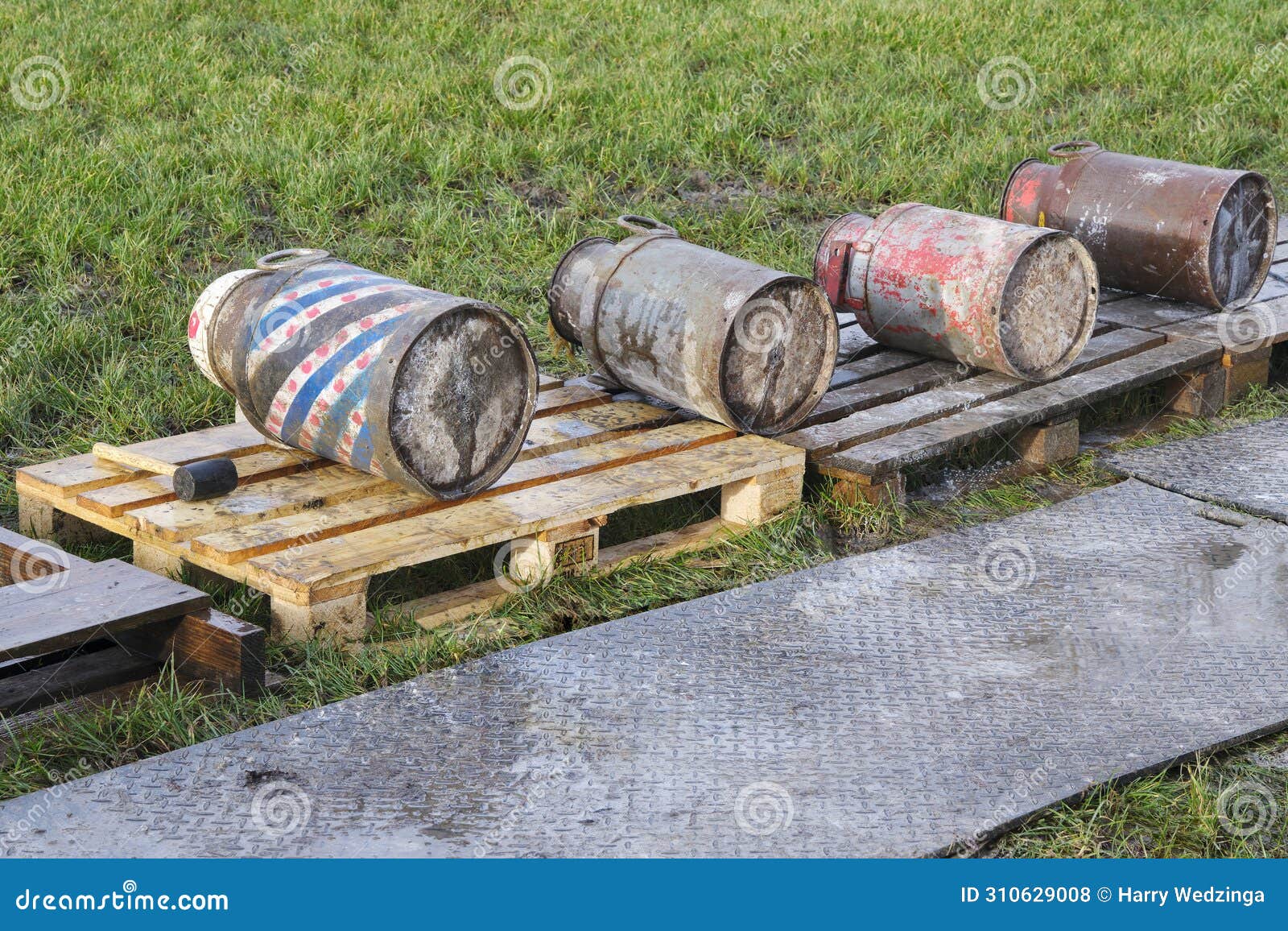 Old Milk Cans Lying in a Row during the Carbide Shooting Tradition in ...