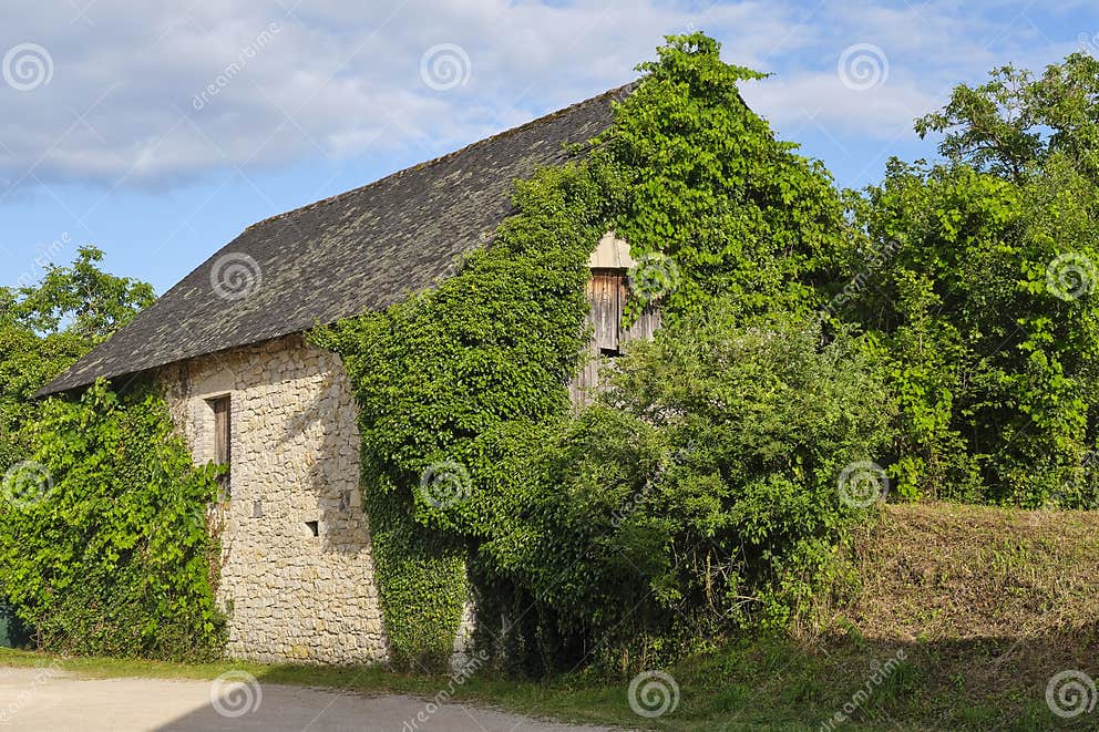 An Old Overgrown Natural Stone Barn in Cornac in Southern France Stock ...
