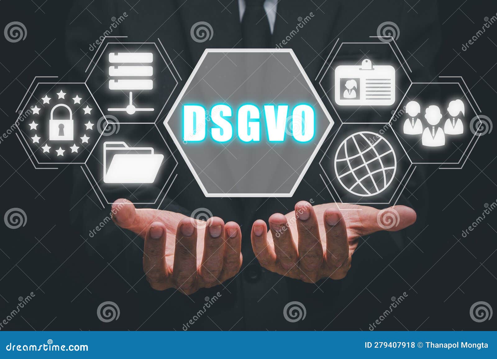 Person Hand Holding DSGVO Icon on Virtual Screen Stock Photo - Image of ...