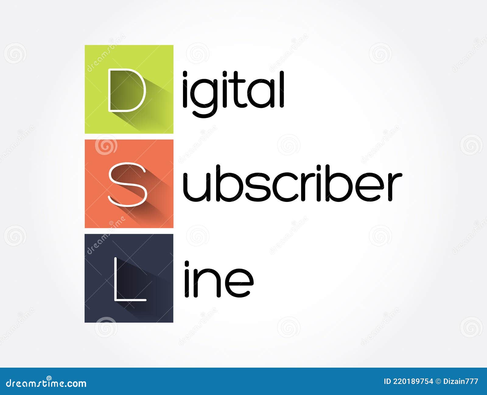 DSL - Digital Subscriber Line Acronym, Technology Concept Background ...