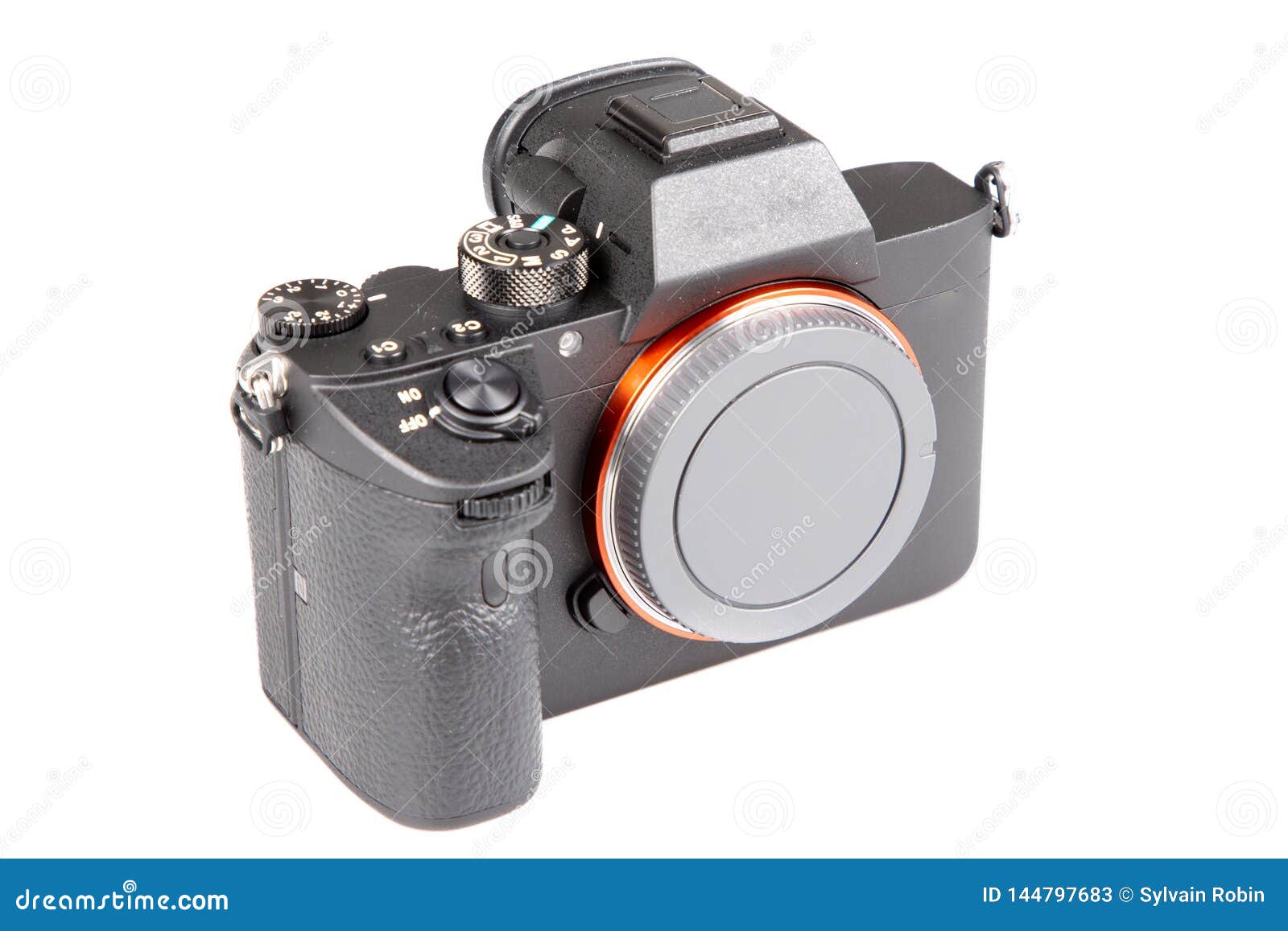 DSLR Black Camera in Front View with No Lens Stock Image - Image of ...
